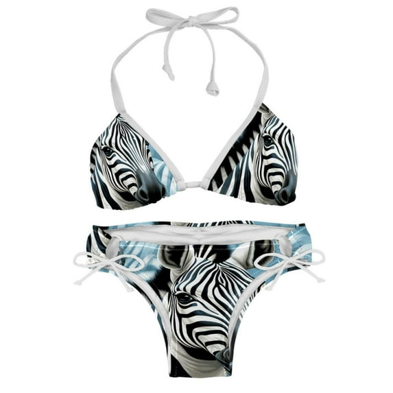 Zebra Detachable Sponge Adjustable Strap Bikini Set Two-Pack Swimsuits ...