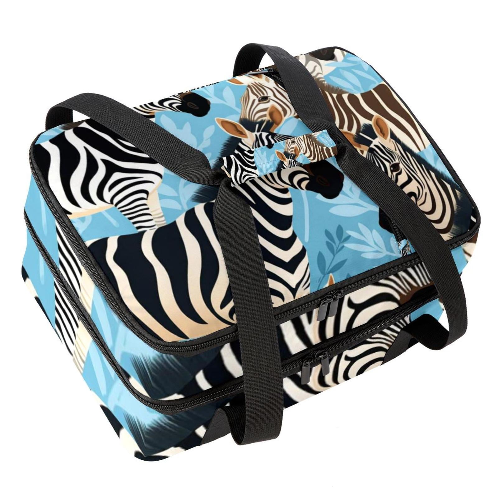 Zebra Double Layered Insulated Lunch Bag with Two Compartments | Large ...