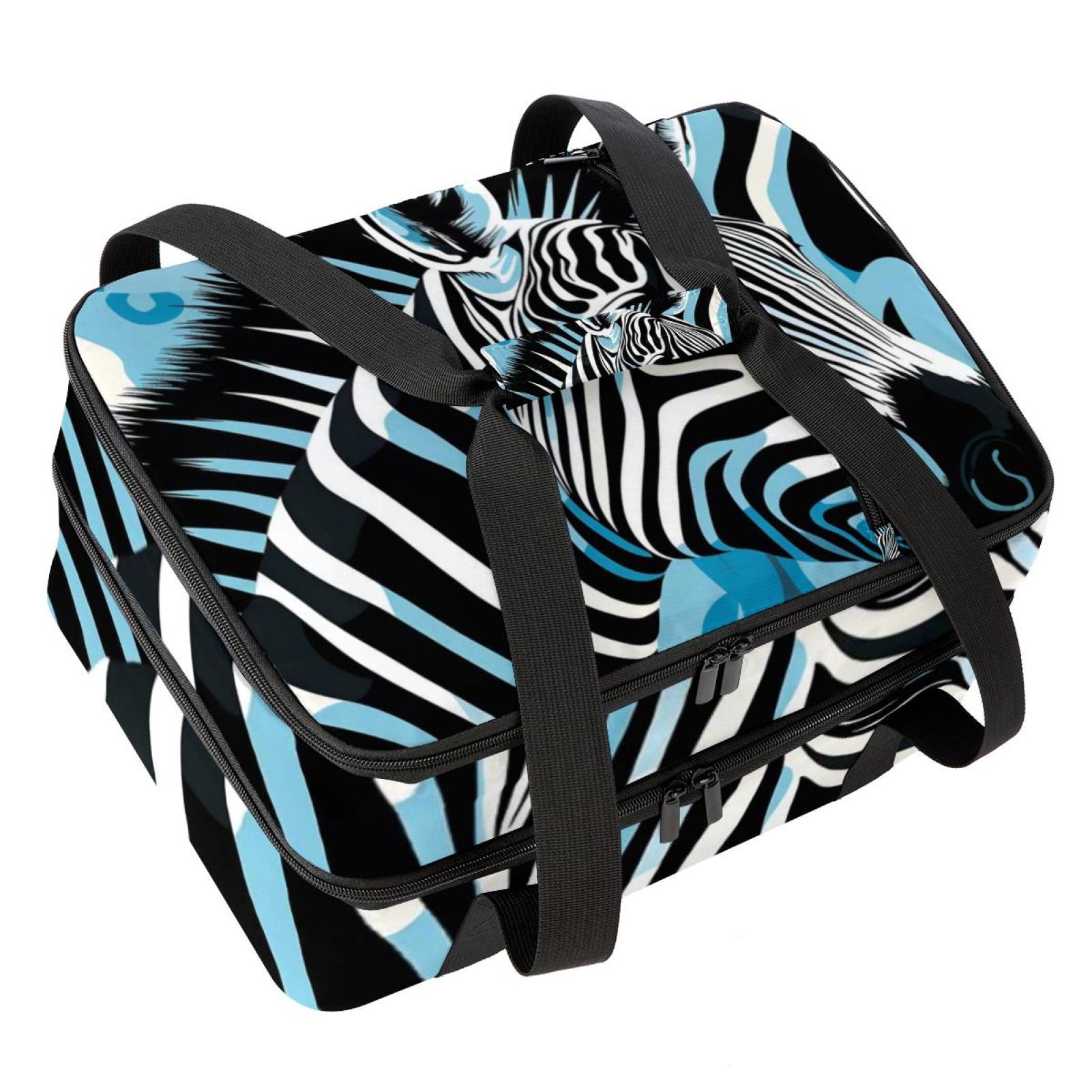 Zebra Double Layered Insulated Lunch Bag with Two Compartments | Large ...