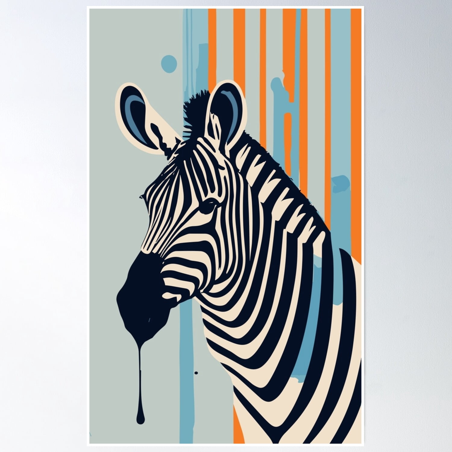 Zebra Dripping Retro Aesthetic Poster Wall Art, Modern Wall Decor ...