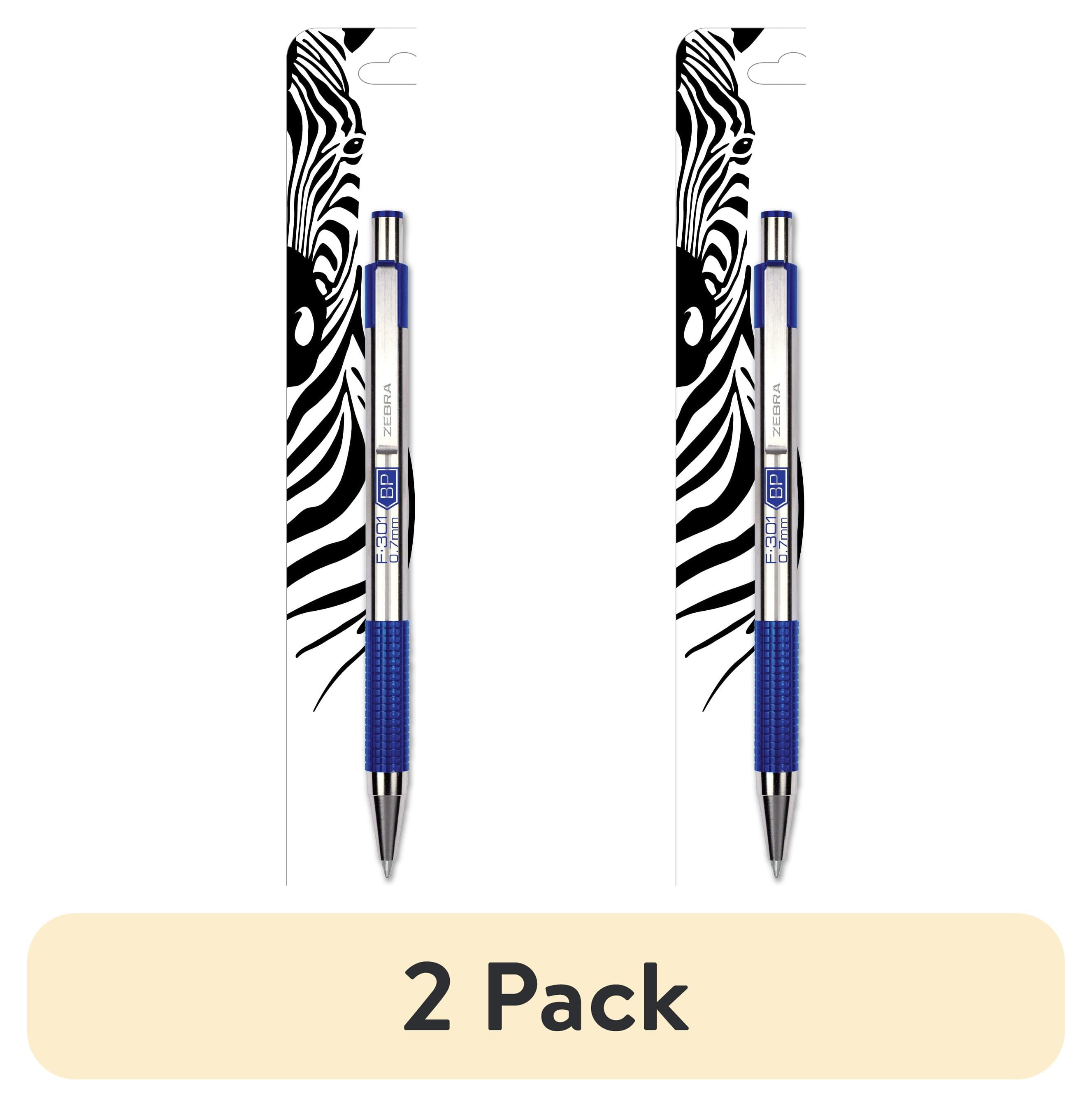 (2 pack) Zebra F-301 Ballpoint Stainless Steel Retractable Pen, Fine ...