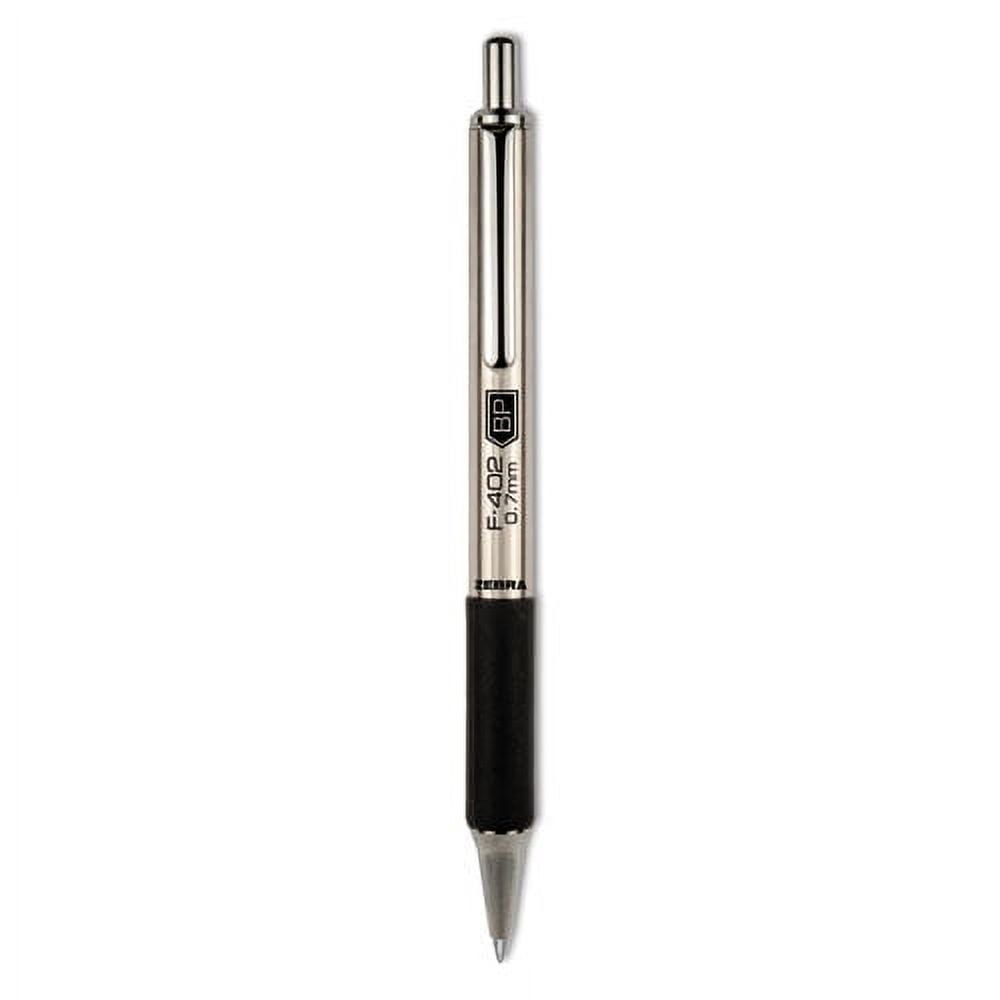 Zebra F-402 Ballpoint Pen, fine 0.7 Mm, Black Ink, Stainless Steel ...