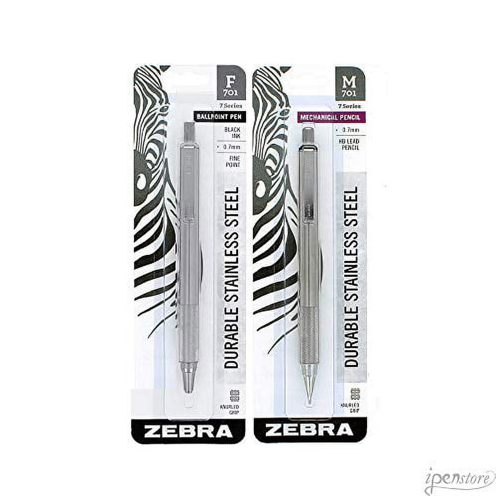 Zebra F-701/M-701 Pen & 0.7 mm Pencil Set, Stainless Steel with Knurled ...
