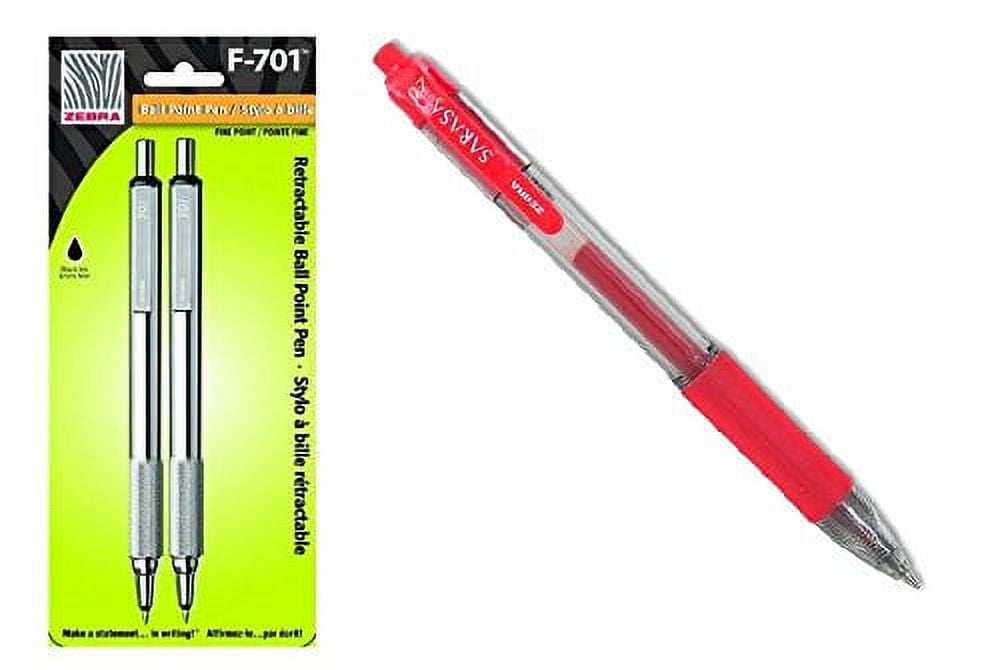 Zebra F-701 Stainless Steel Ballpoint Retractable Pen, Black Ink, Fine ...
