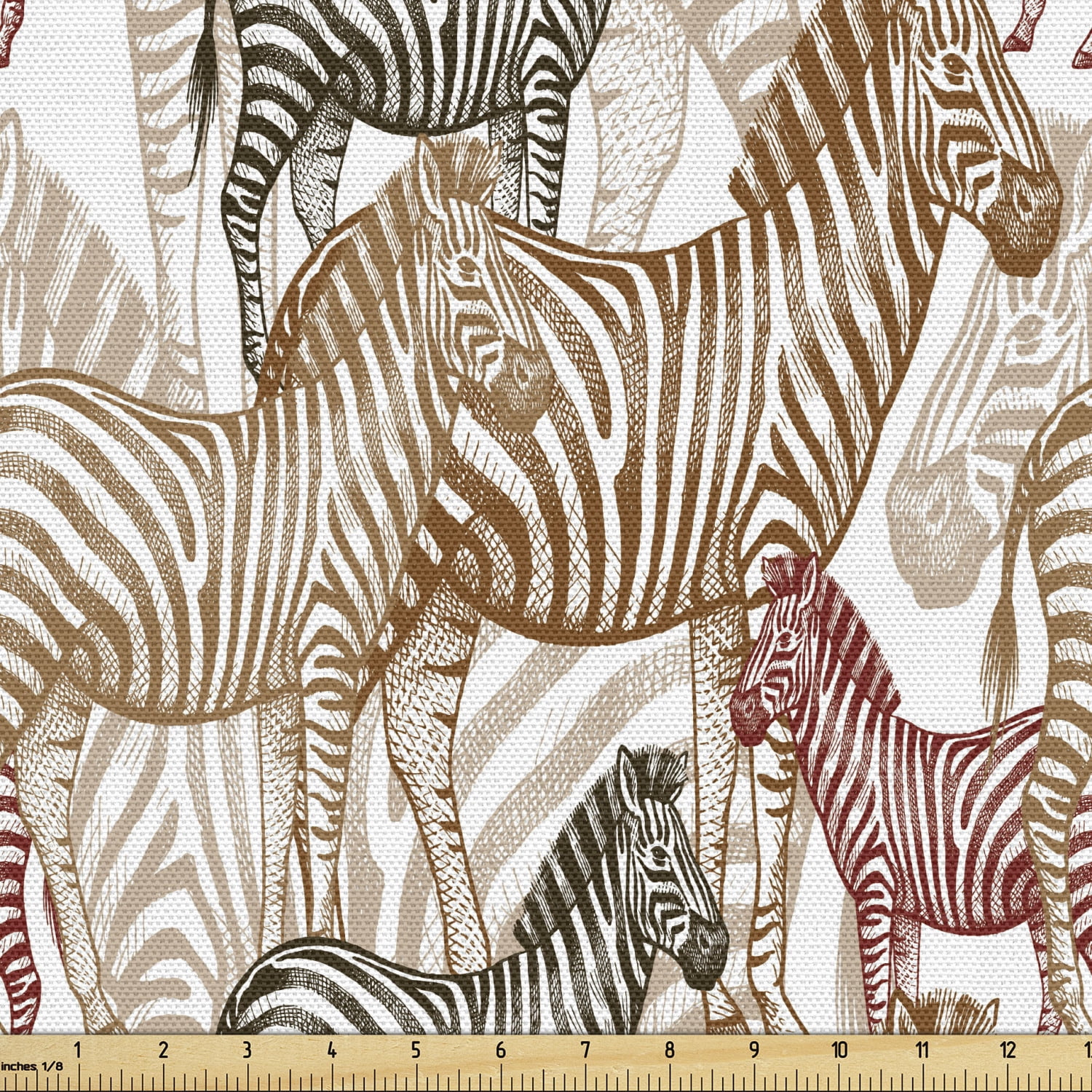 Ambesonne Zebra Fabric by the Yard Upholstery, Camo, 2 Yards, Pale ...