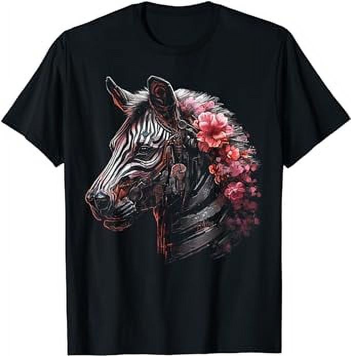 Zebra Fantasy Flowers Artwork | Animal Motif Zebra T-Shirt - Walmart.com
