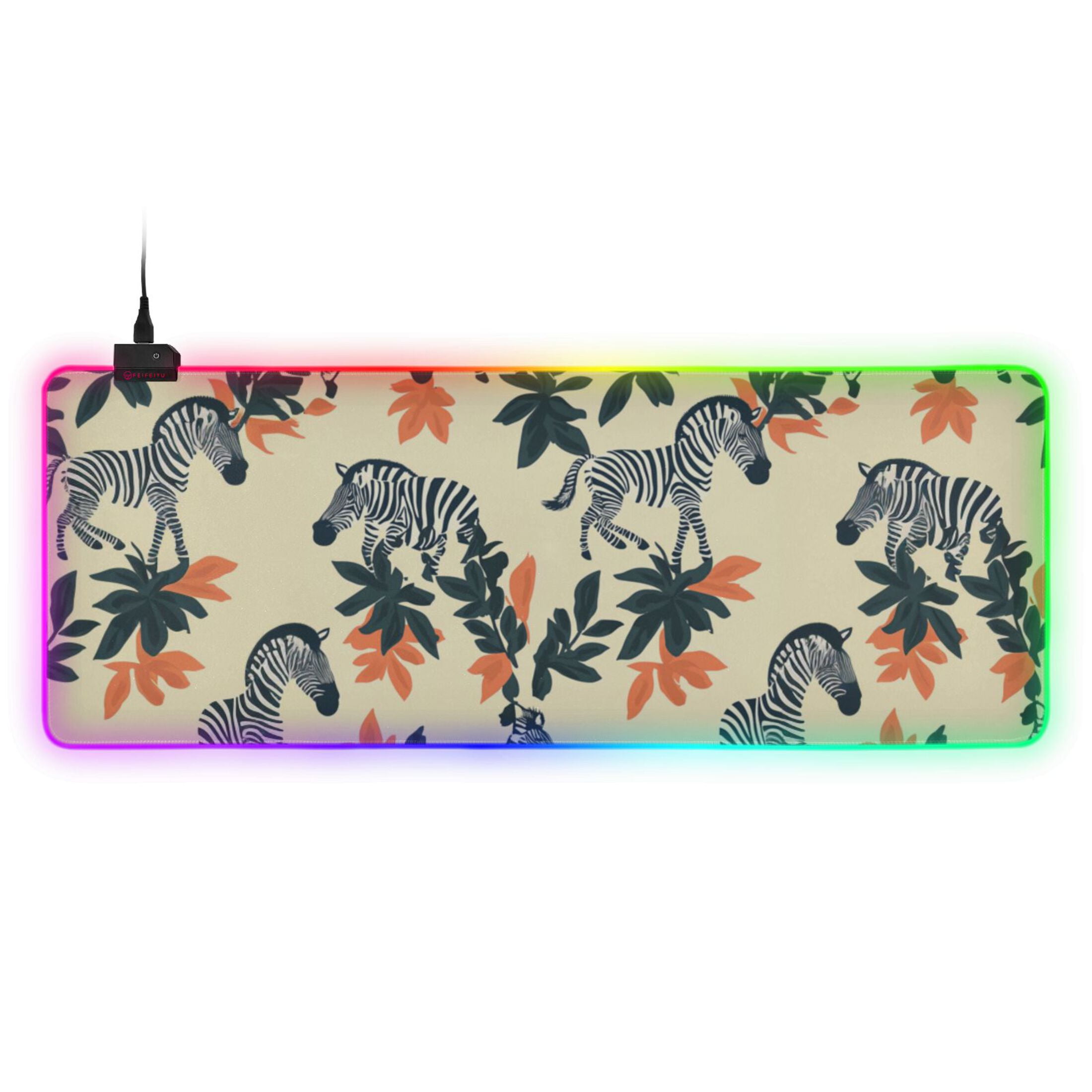 Zebra Figure RGB Gaming Mouse Pad Large Keyboard Mat Rubber Base 13 ...