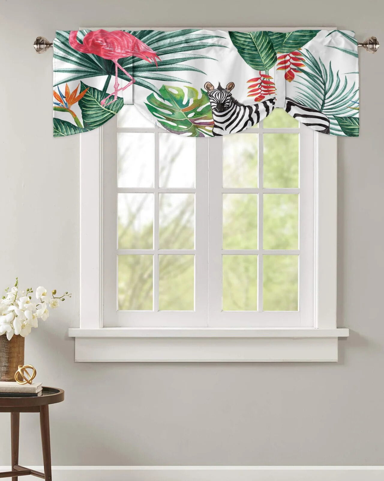 Zebra Flamingo Tropical Plant Jungle Window Curtain Kitchen Cabinet ...