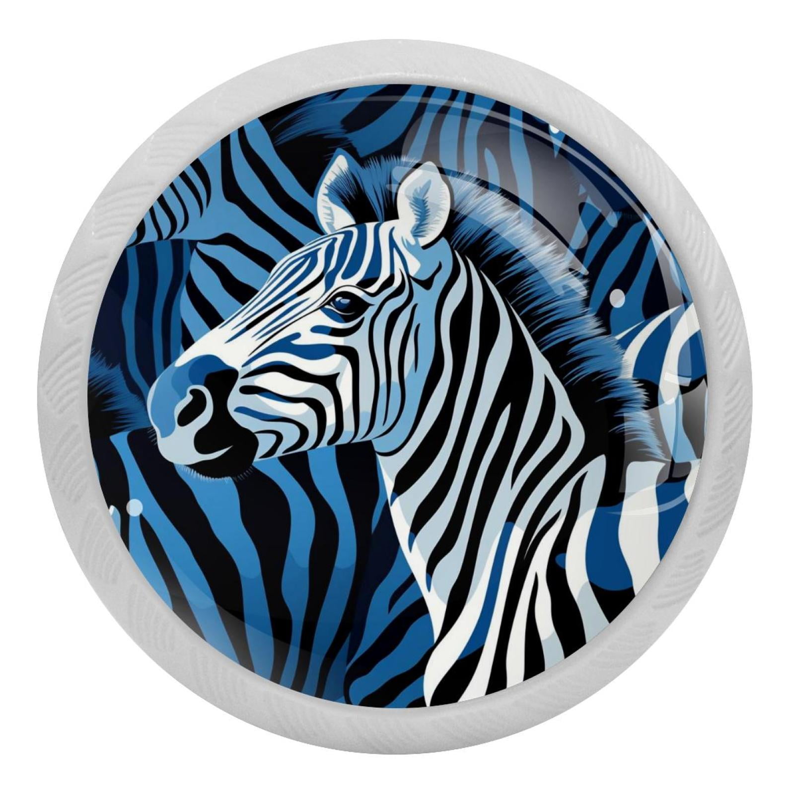 Zebra Fluorescent Drawer Pulls with Screws - Round 4-Pack Glow-in-the ...