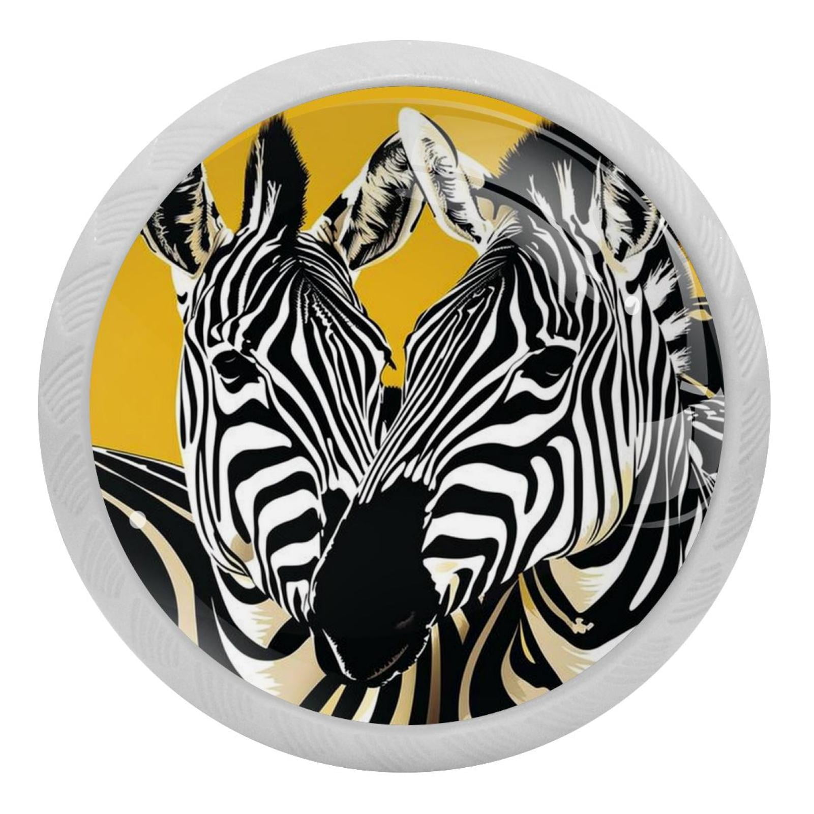 Zebra Fluorescent Drawer Pulls with Screws - Round 4-Pack Glow-in-the ...