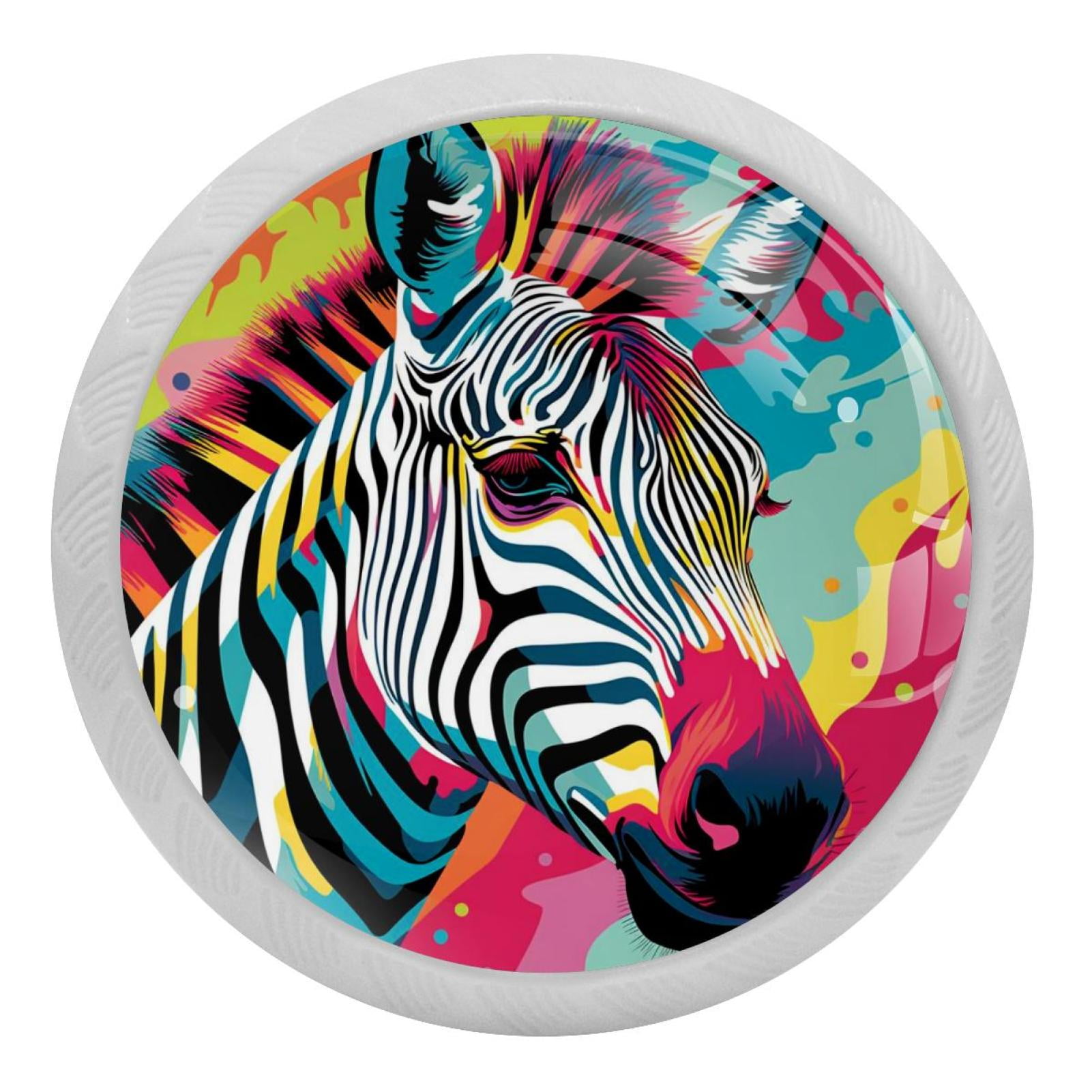Zebra Fluorescent Drawer Pulls with Screws - Round 4-Pack, Glow-in-the ...