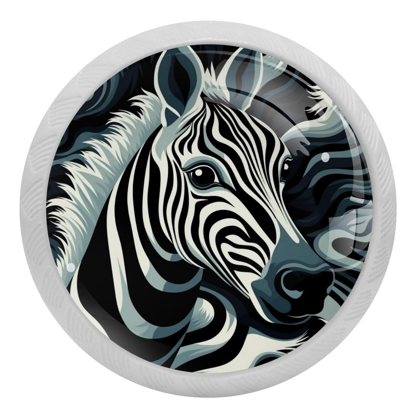 Zebra Fluorescent Drawer Pulls with Screws - Round 4-Pack: Glow-in-the ...