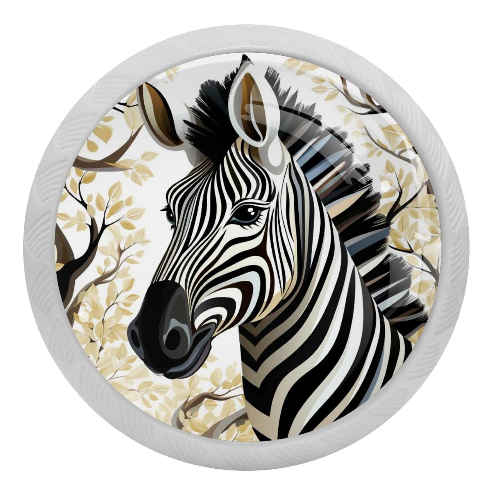 Zebra Fluorescent Drawer Pulls with Screws: Round 4-Pack, Glow-in-the ...