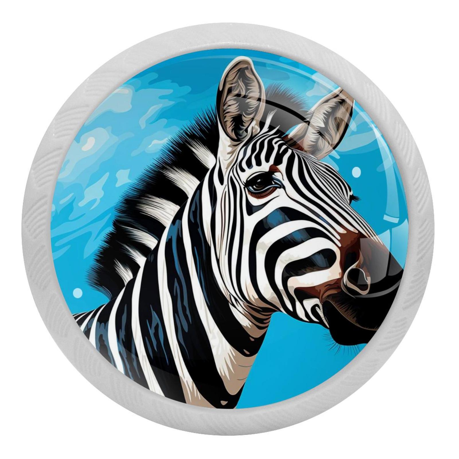 Zebra Fluorescent Drawer Pulls with Screws: Round 4-Pack, Glow-in-the ...