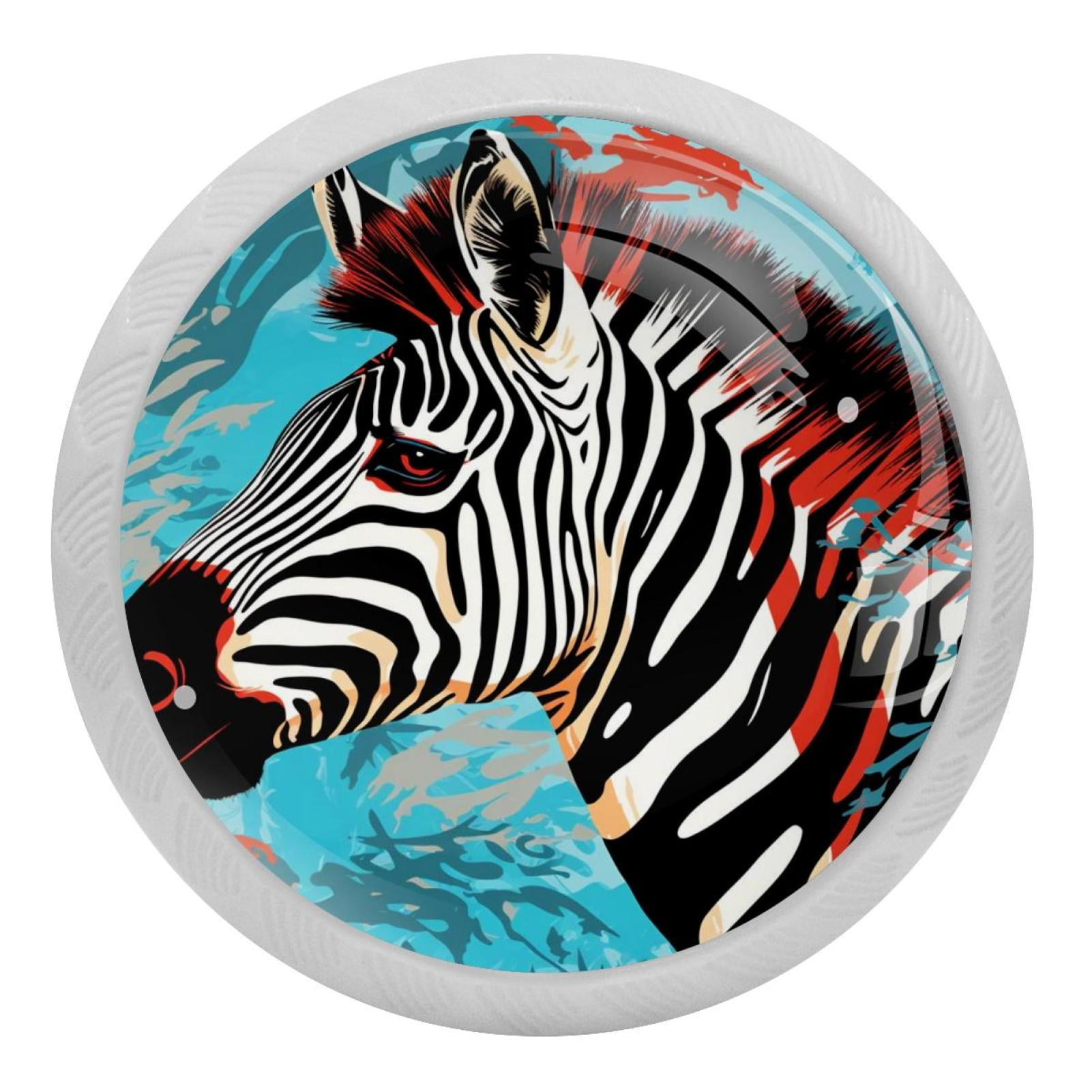 Zebra Fluorescent Drawer Pulls with Screws – Round 4-Pack, Glow-in-the ...