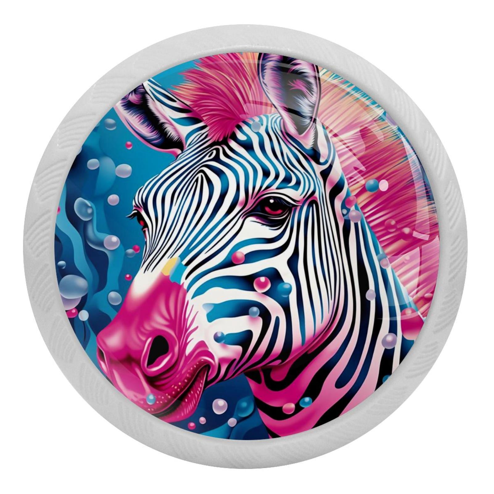 Zebra Fluorescent Drawer Pulls with Screws: Round 4-Pack Glow-in-the ...