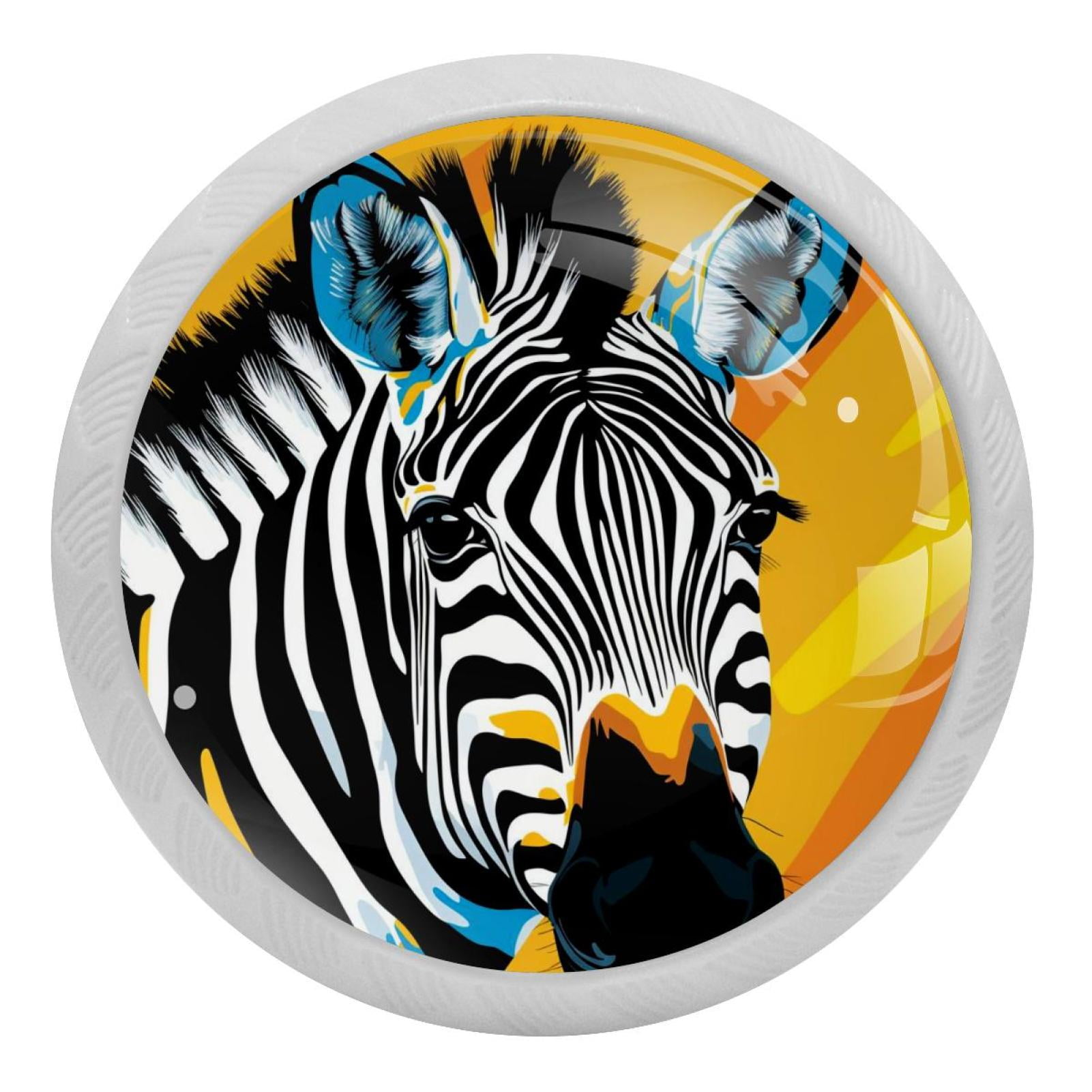 Zebra Fluorescent Drawer Pulls with Screws: Round 4-Pack, Glow-in-the ...