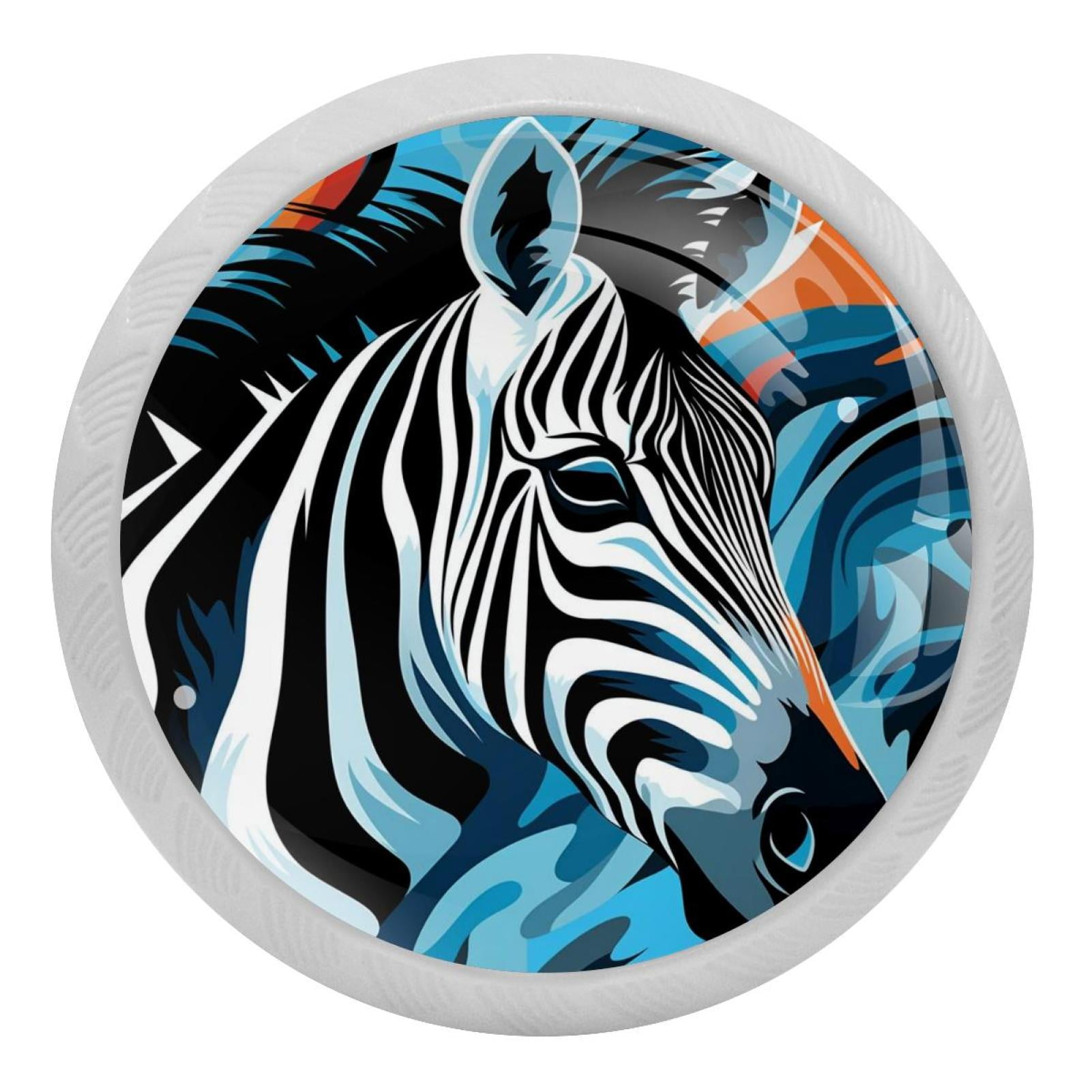 Zebra Fluorescent Drawer Pulls with Screws: Round 4-Pack Glow-in-the ...