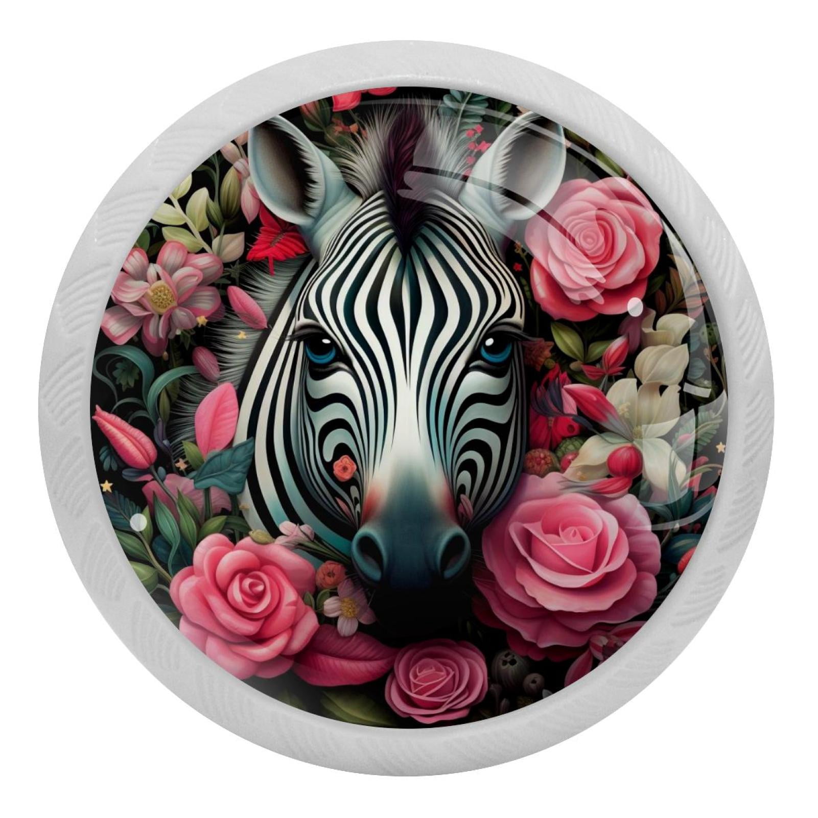Zebra Fluorescent Drawer Pulls with Screws - Round 4-Pack - Glow-in-the ...