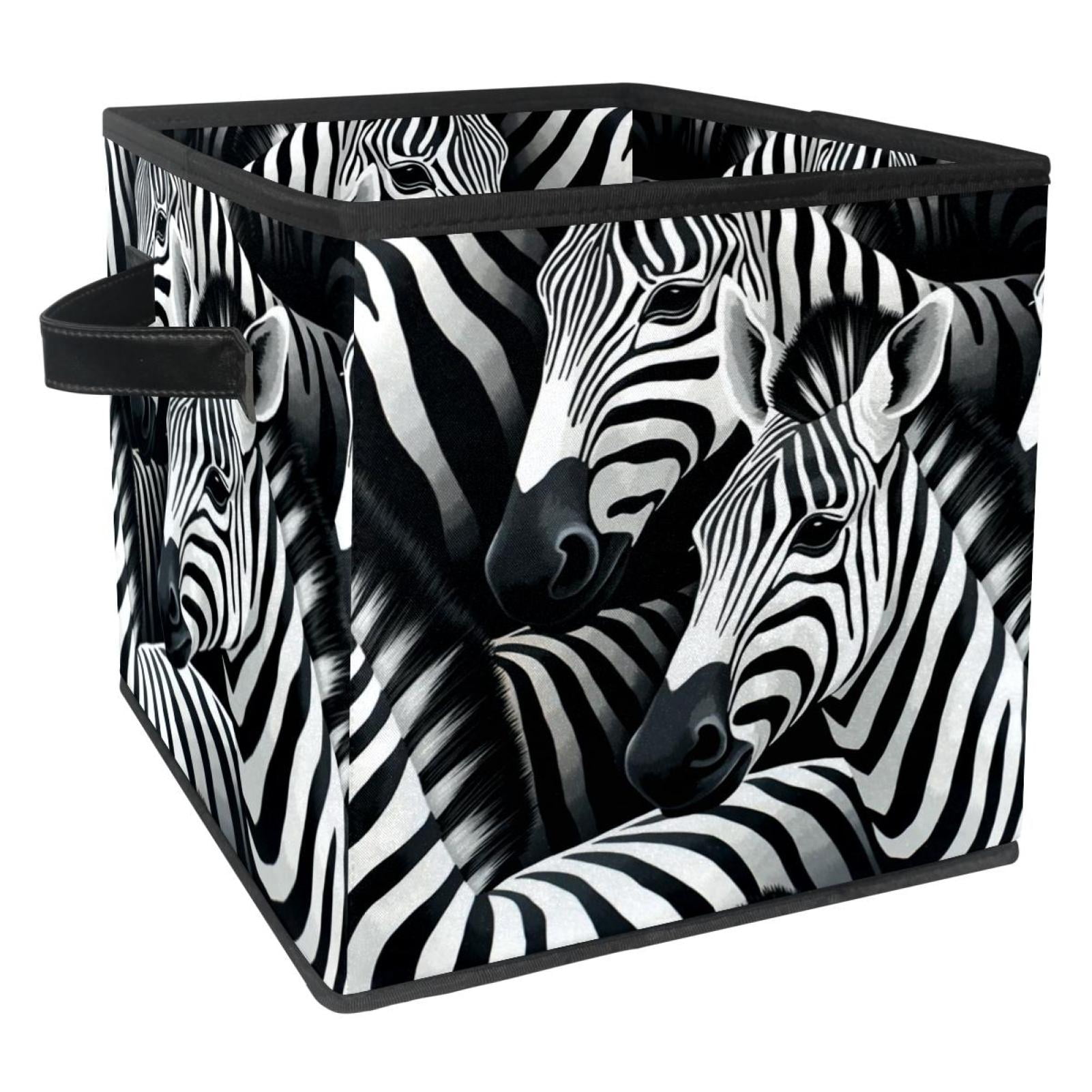 Zebra Foldable Clothes Storage Box with Handle, 10.8"x10.5"x10.6 ...