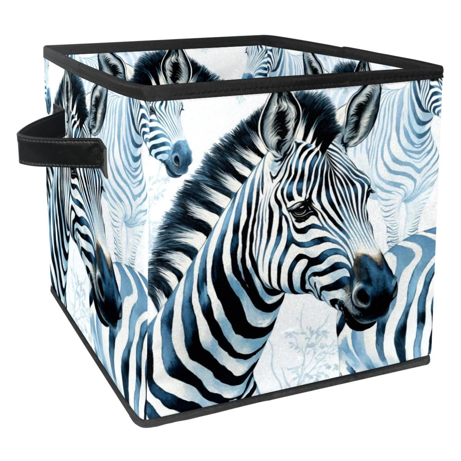Zebra Foldable Clothes Toy Storage Bins with Handle, 10.8"x10.5"x10.6 ...