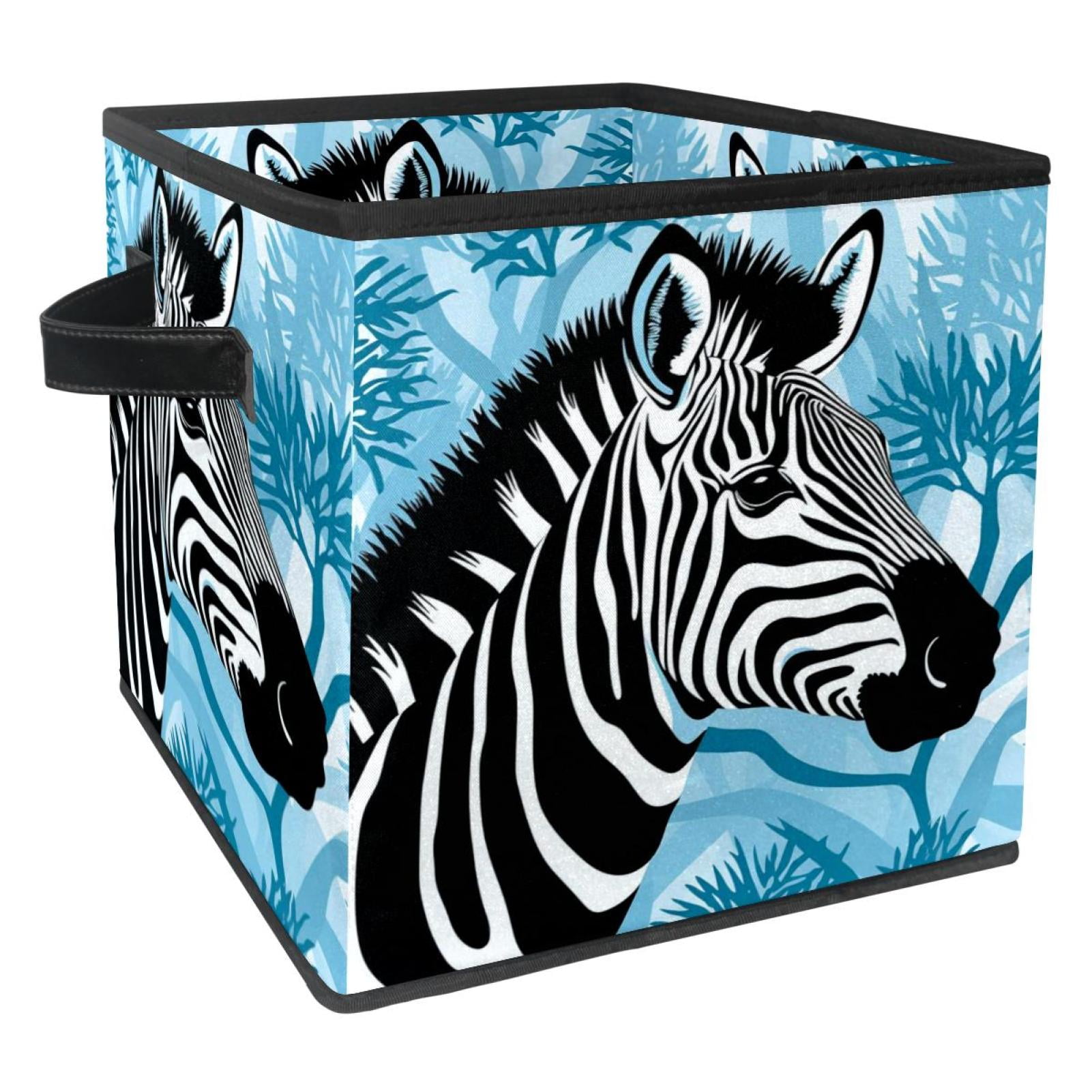 Zebra Foldable Storage Baskets with Handle, 10.8"x10.5"x10.6" Cube ...