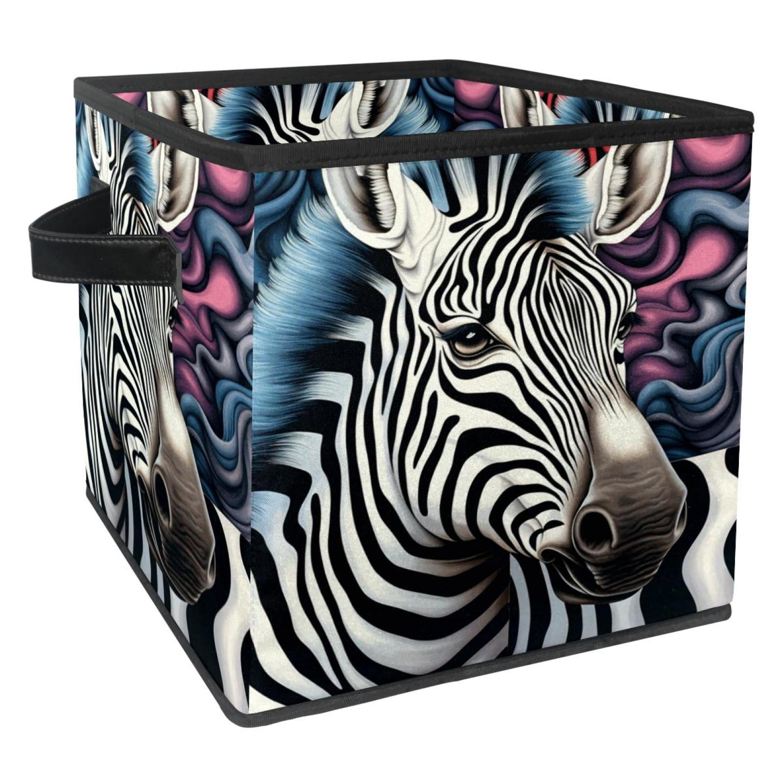 Zebra Foldable Storage Cubes with Handle, 10.8"x10.5"x10.6", Large ...