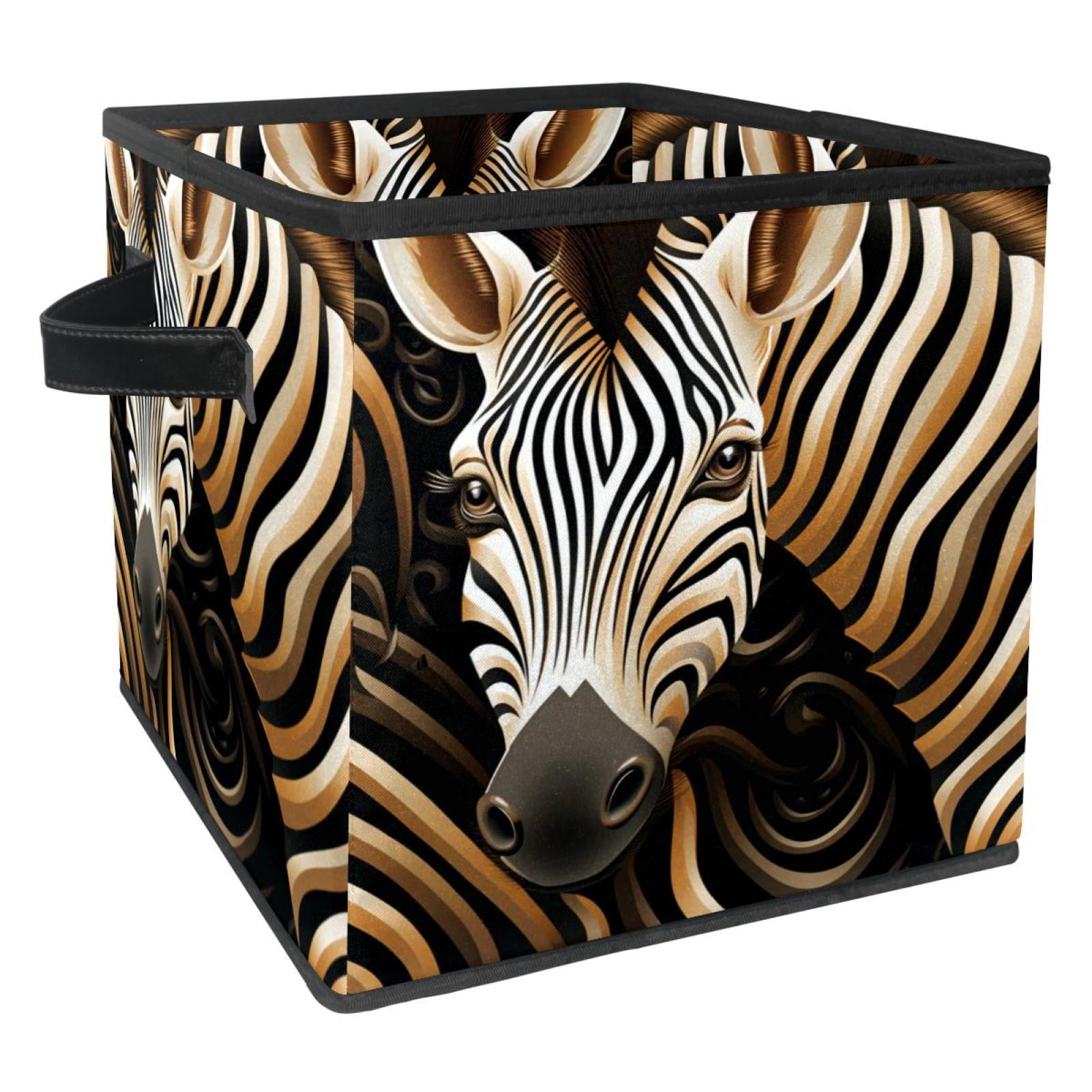 Zebra Foldable Storage Cubes with Handle, 10.8"x10.5"x10.6", Large ...