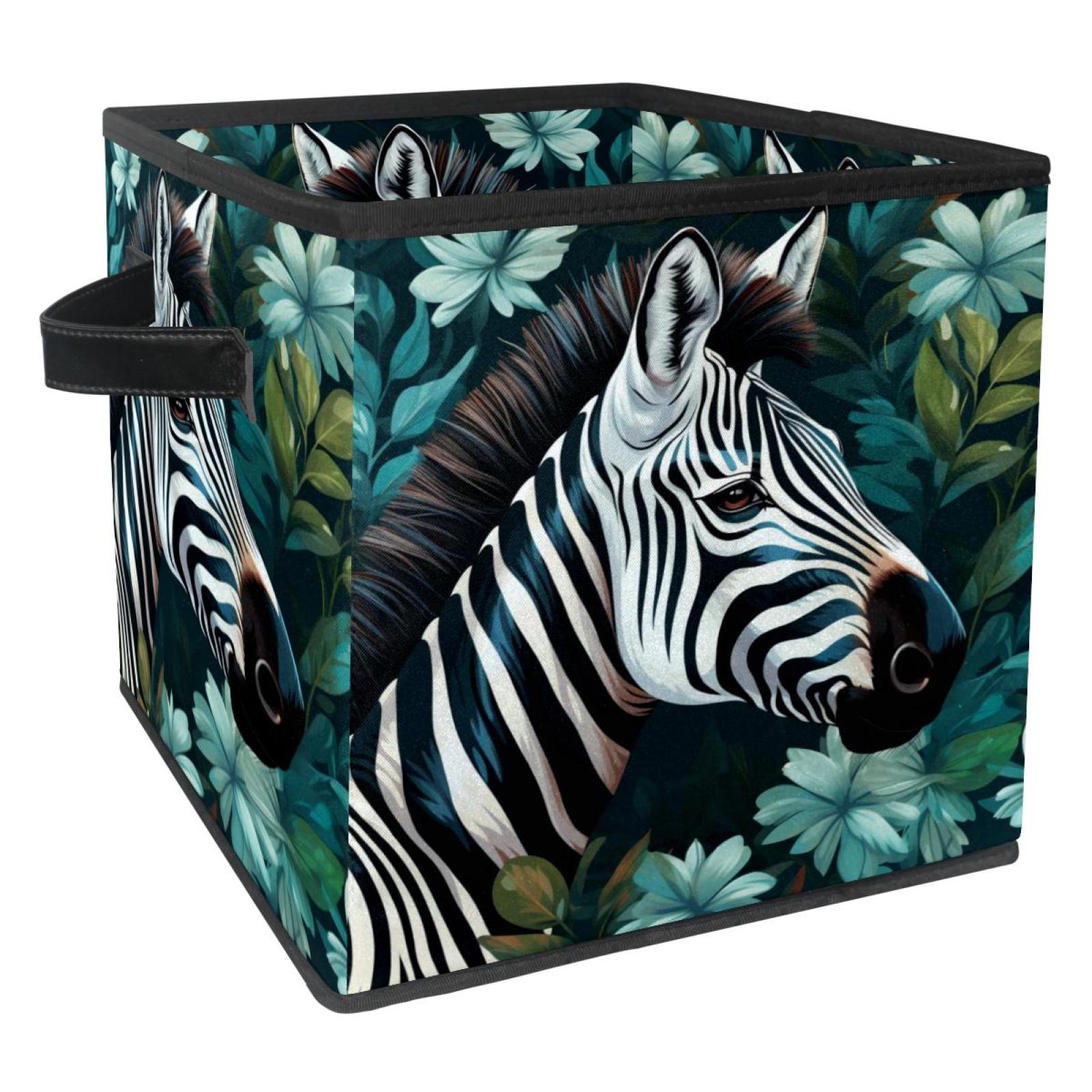 Zebra Foldable Toy Box with Handle Storage Bin, 10.8"x10.5"x10.6 ...