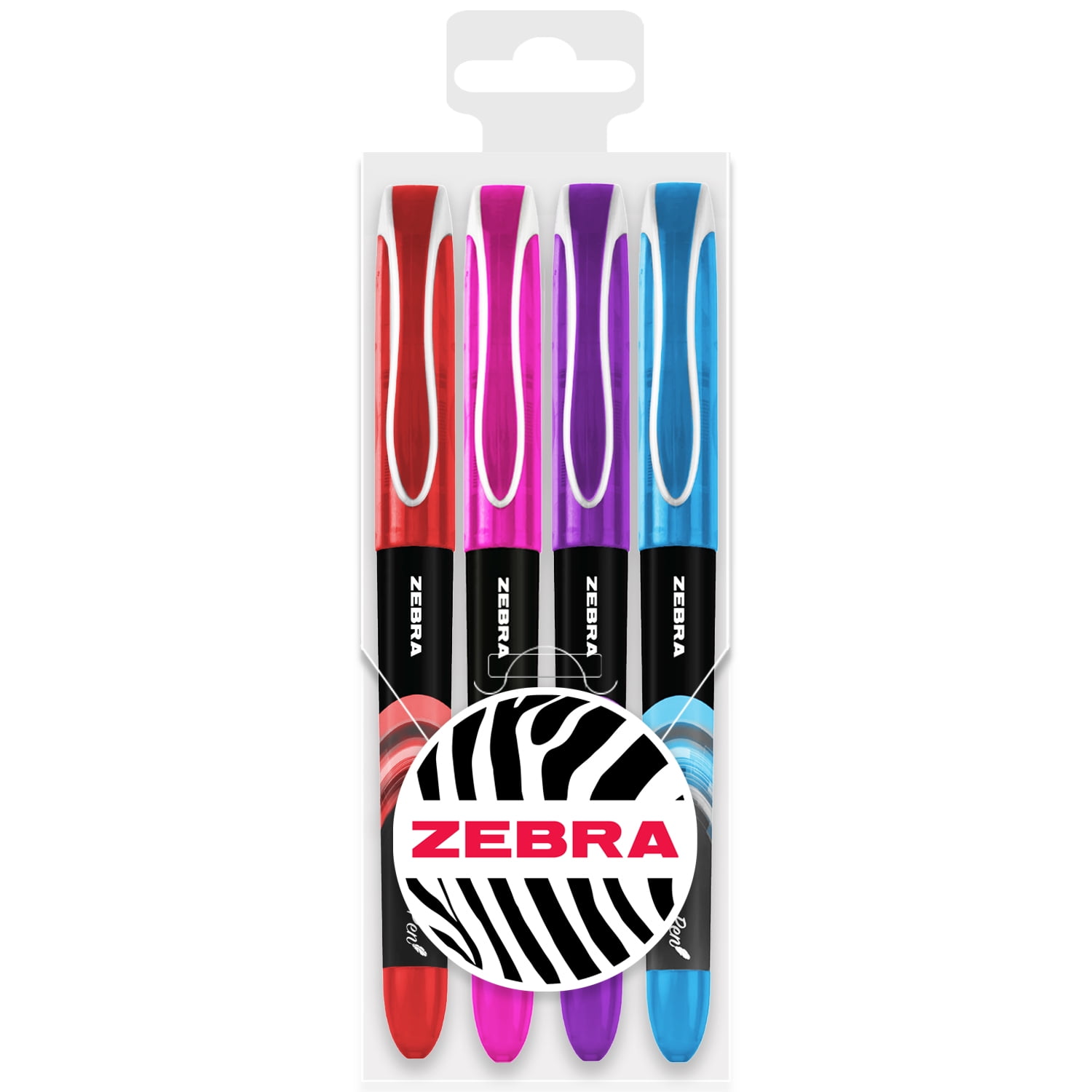 Zebra Fuente - Disposable Fountain Pen - 1.0mm Fine Nib 0.6mm Line Width - Wallet of 4 - Berry ...