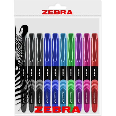 Zebra Fuente - Disposable Fountain Pen - Coloured Ink - Pack of 10 ...