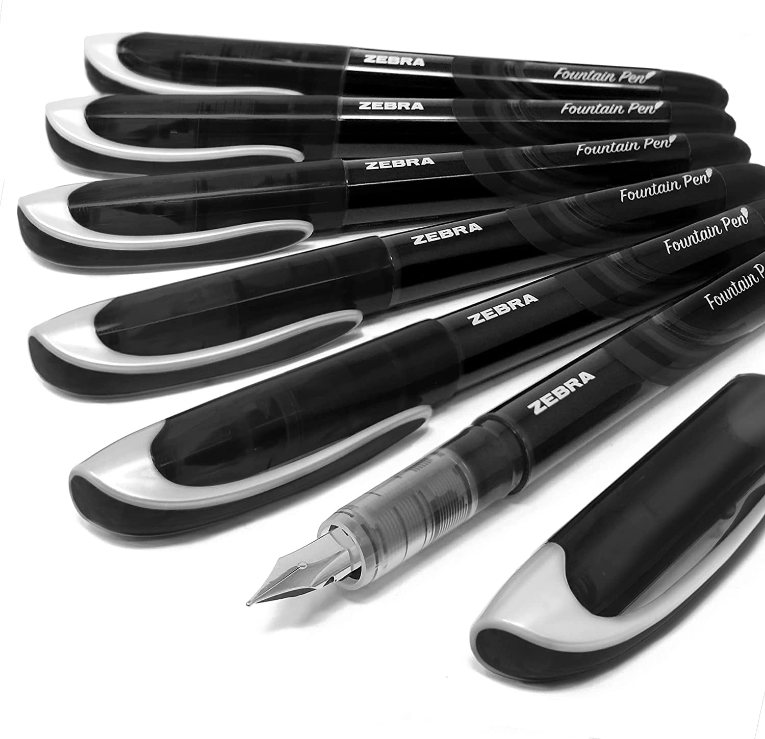Zebra Fuente - Disposable Fountain Pen - Black Ink - Pack of 6 ...
