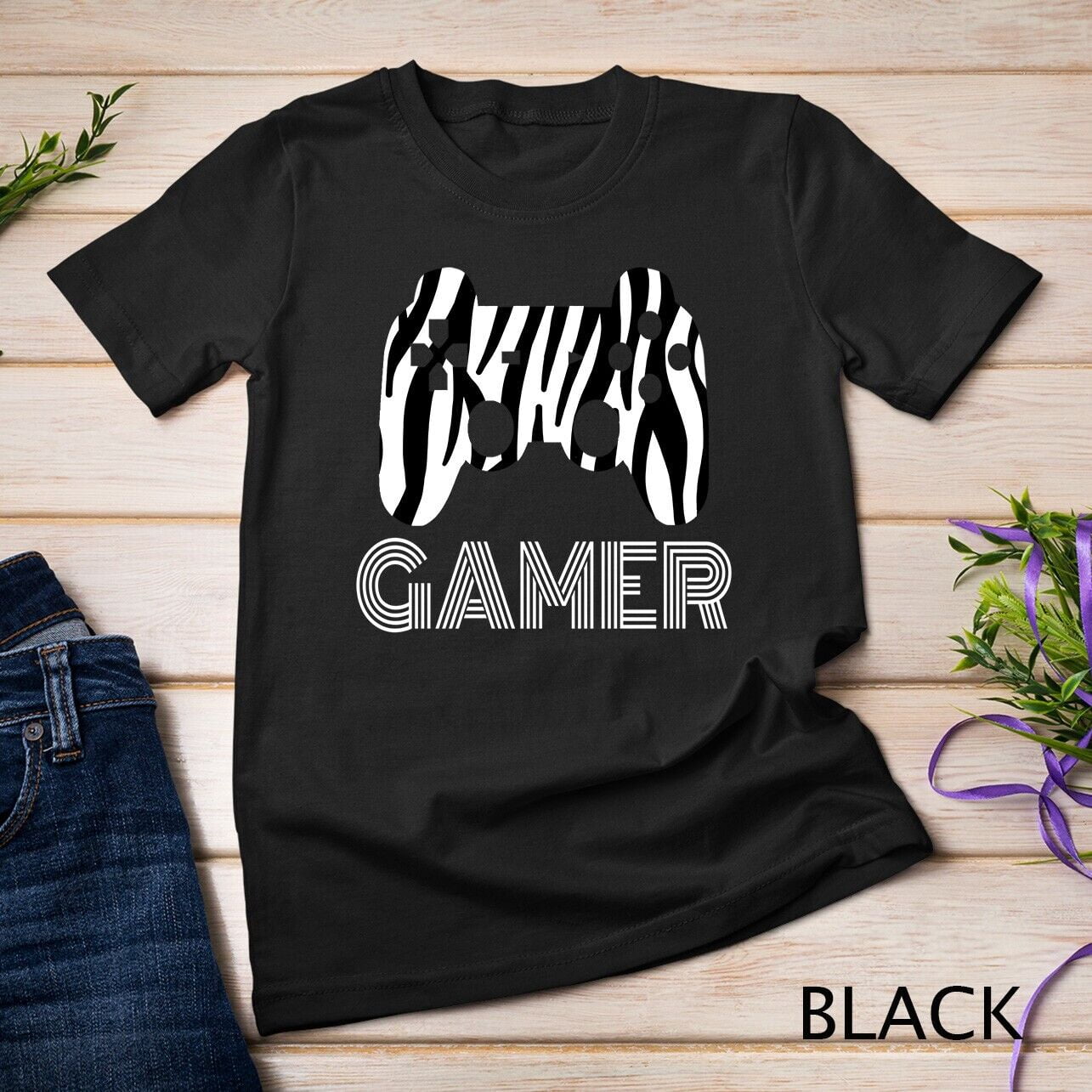 Zebra Gamer Controller Graphic Design For Gamer Boyfriend Unisex T ...