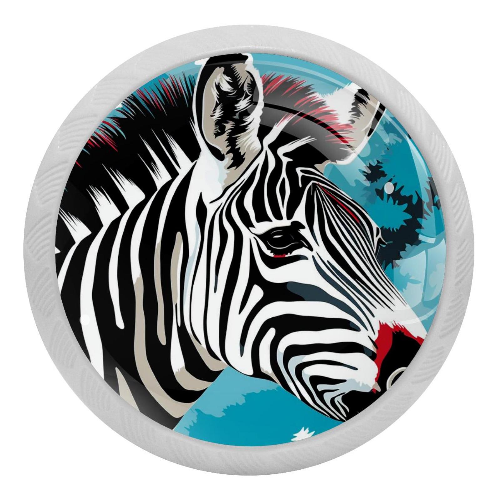 Zebra Glow-in-the-Dark Round Cabinet Knobs - Fluorescent Drawer Pulls 4 ...