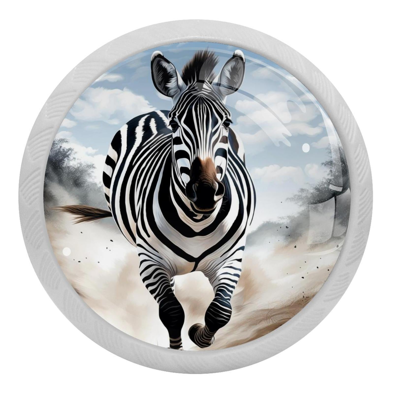 Zebra Glow-in-the-Dark Round Cabinet Knobs - Fluorescent Drawer Pulls 4 ...