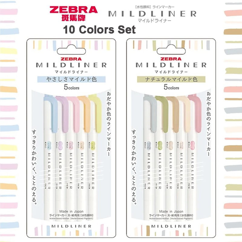 Zebra Handwriting Pen Mildliner Highlighter Set with Broad Fine Dual ...