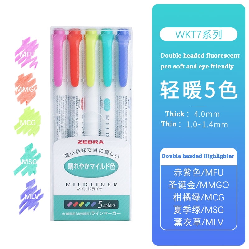Zebra Handwriting Pen Mildliner Highlighter Set with Broad Fine Dual ...