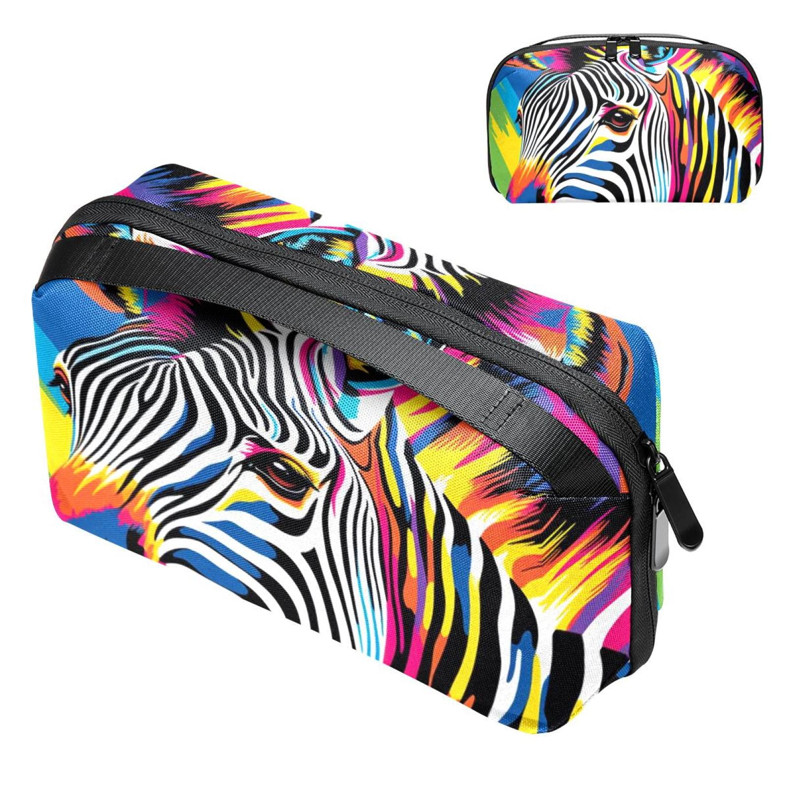 Zebra Hard Drive Case Travel Bag Cord Charger Organizer for Purse ...
