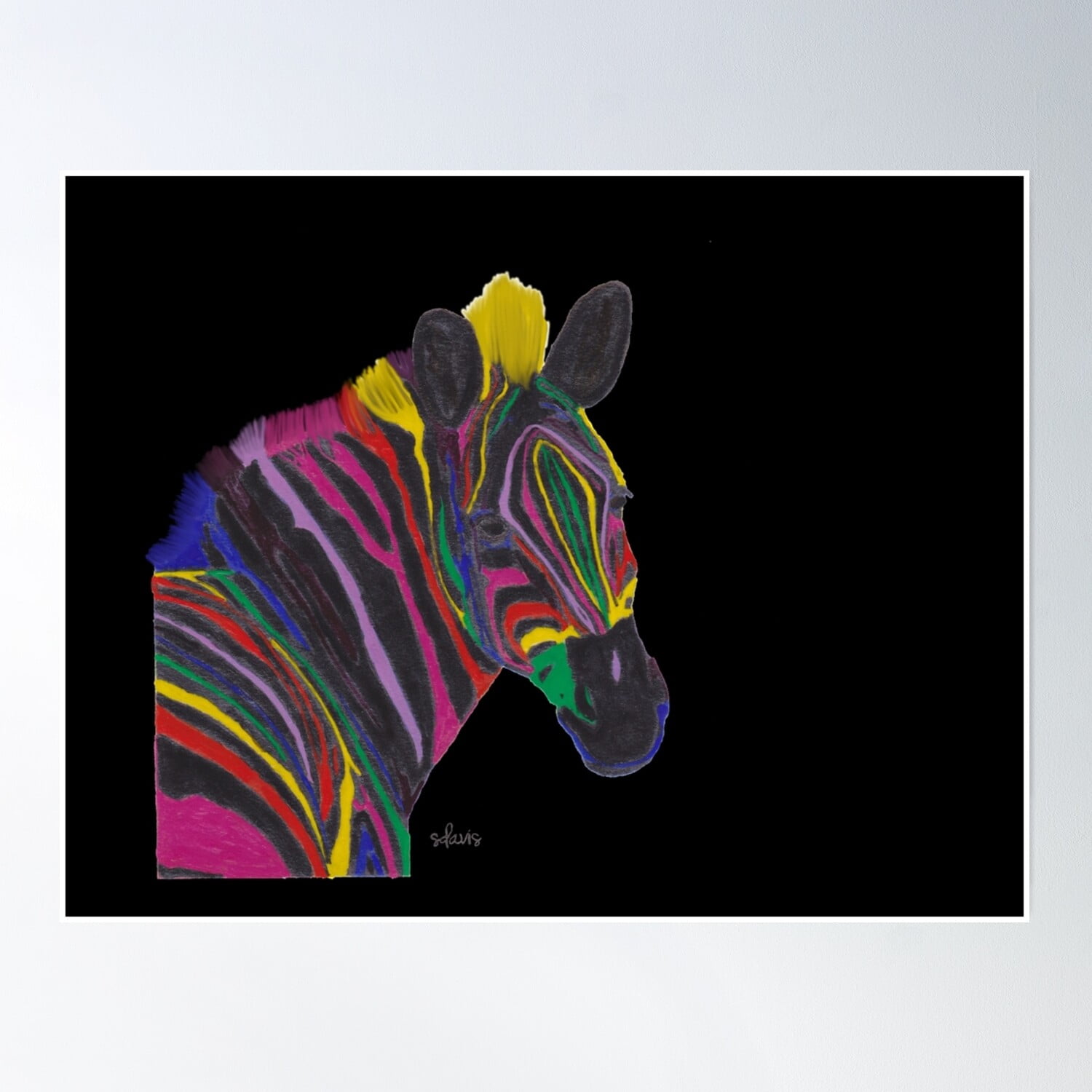 Zebra Head Colorful Painting 31617 Poster Wall Art, Modern Wall Decor ...