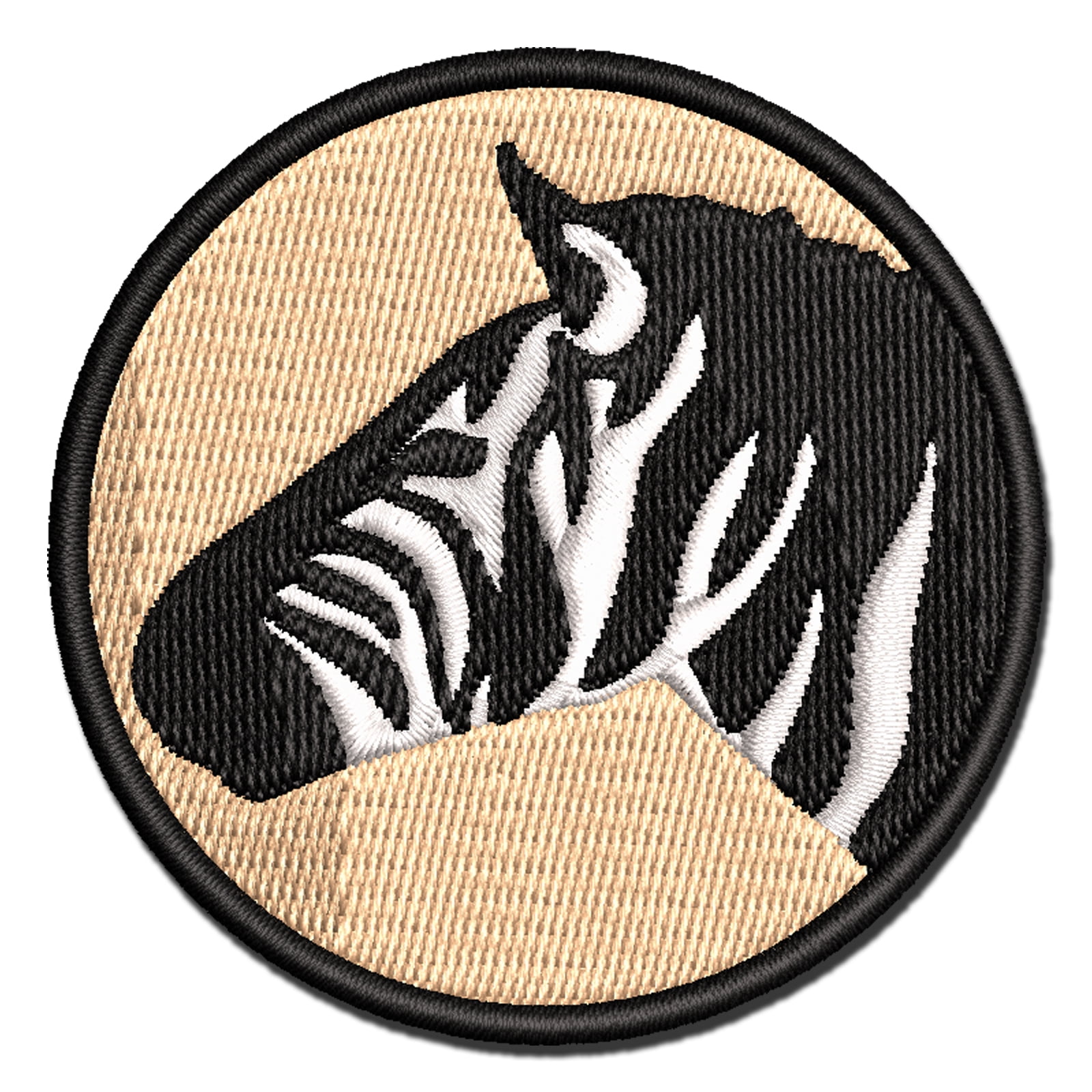 Zebra Head Profile Sketch Applique Multi-Color Embroidered Hook & Loop ...