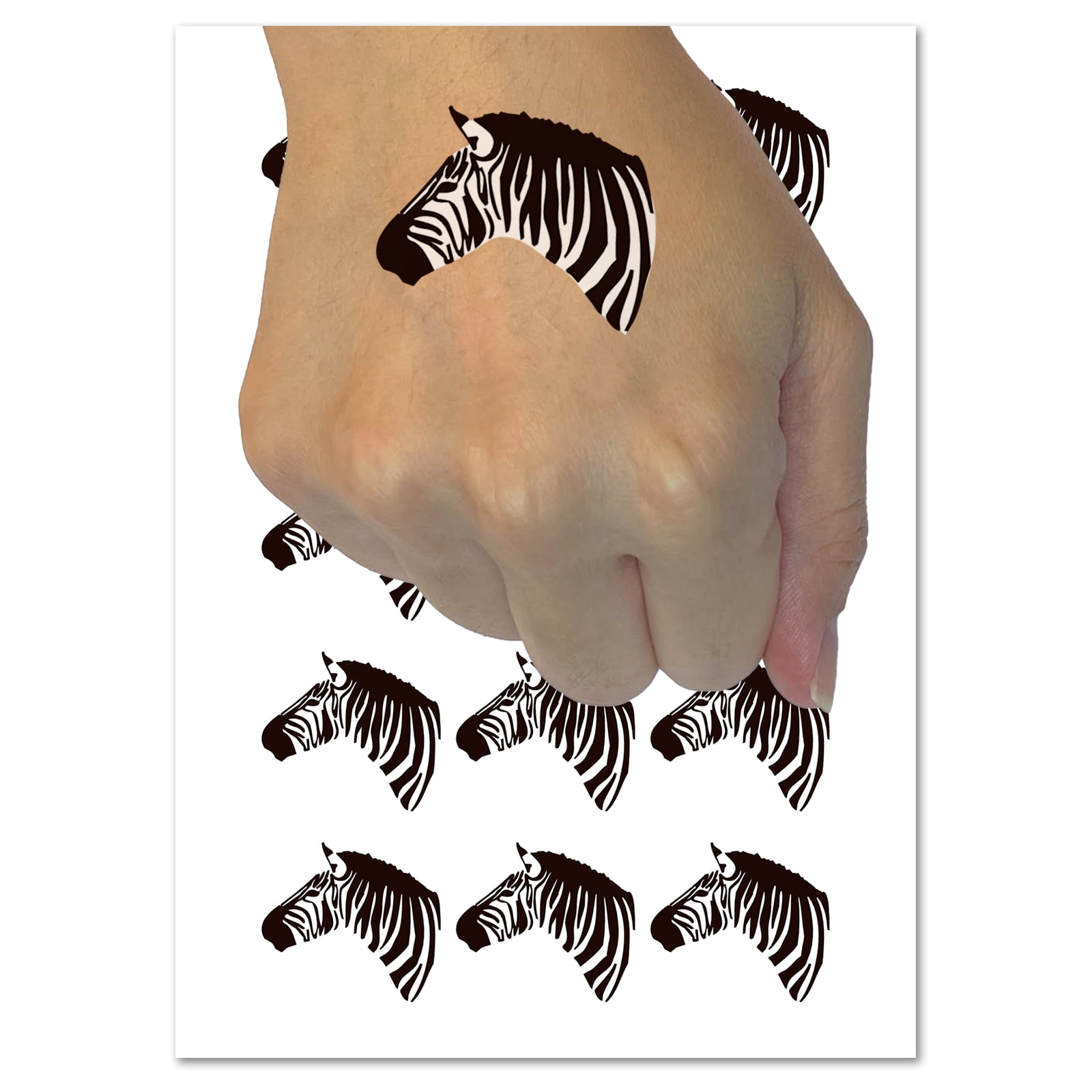 Zebra Head Profile Sketch Water Resistant Temporary Tattoo Set Fake ...