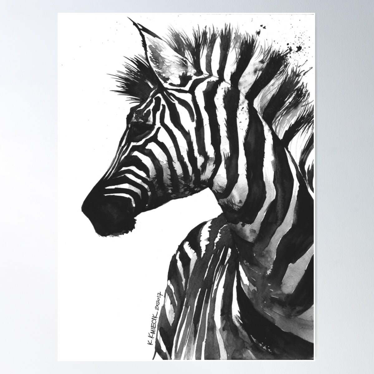 Zebra Head - Watercolor Art Poster Wall Art, Modern Wall Decor For ...