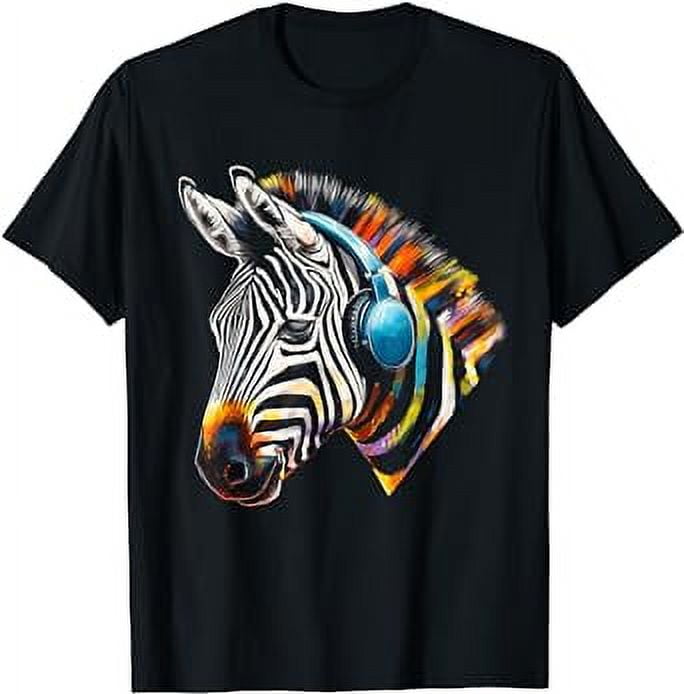 Zebra Headphones Artwork | Music Animal Motif Zebra T-Shirt - Walmart.com
