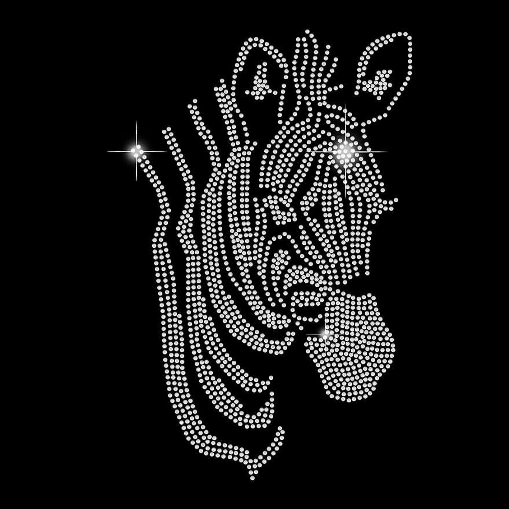 Zebra Heat Transfer Iron On Rhinestones Zebra Patch Crystal Hotfix DIY ...