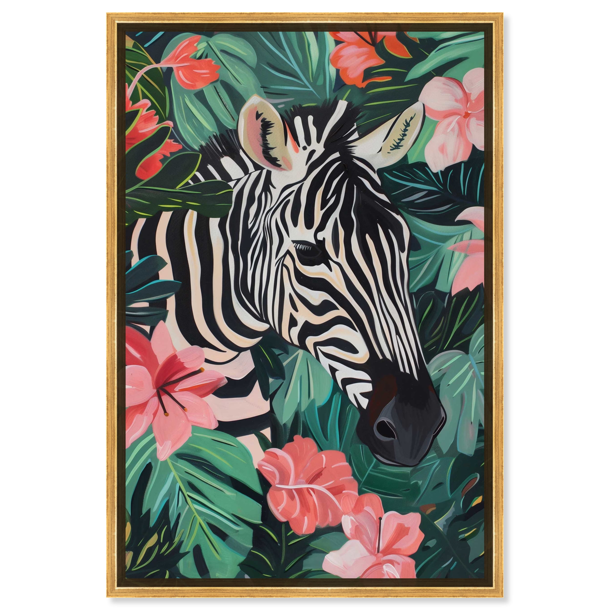 Zebra Hidden In Tropics Tropical Jungle Animals Canvas Wall Art by Art ...