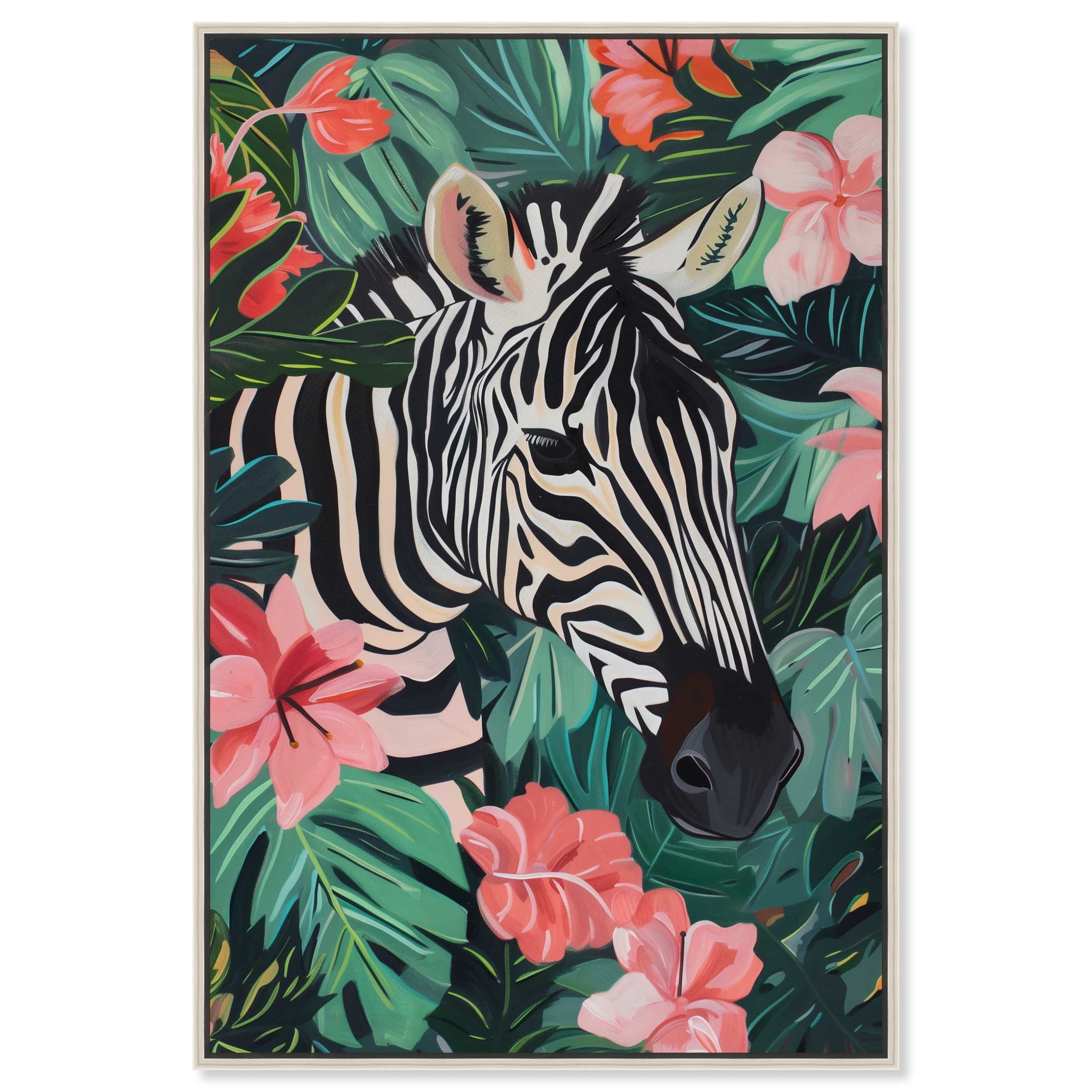 Zebra Hidden In Tropics Tropical Jungle Animals Canvas Wall Art by Art ...