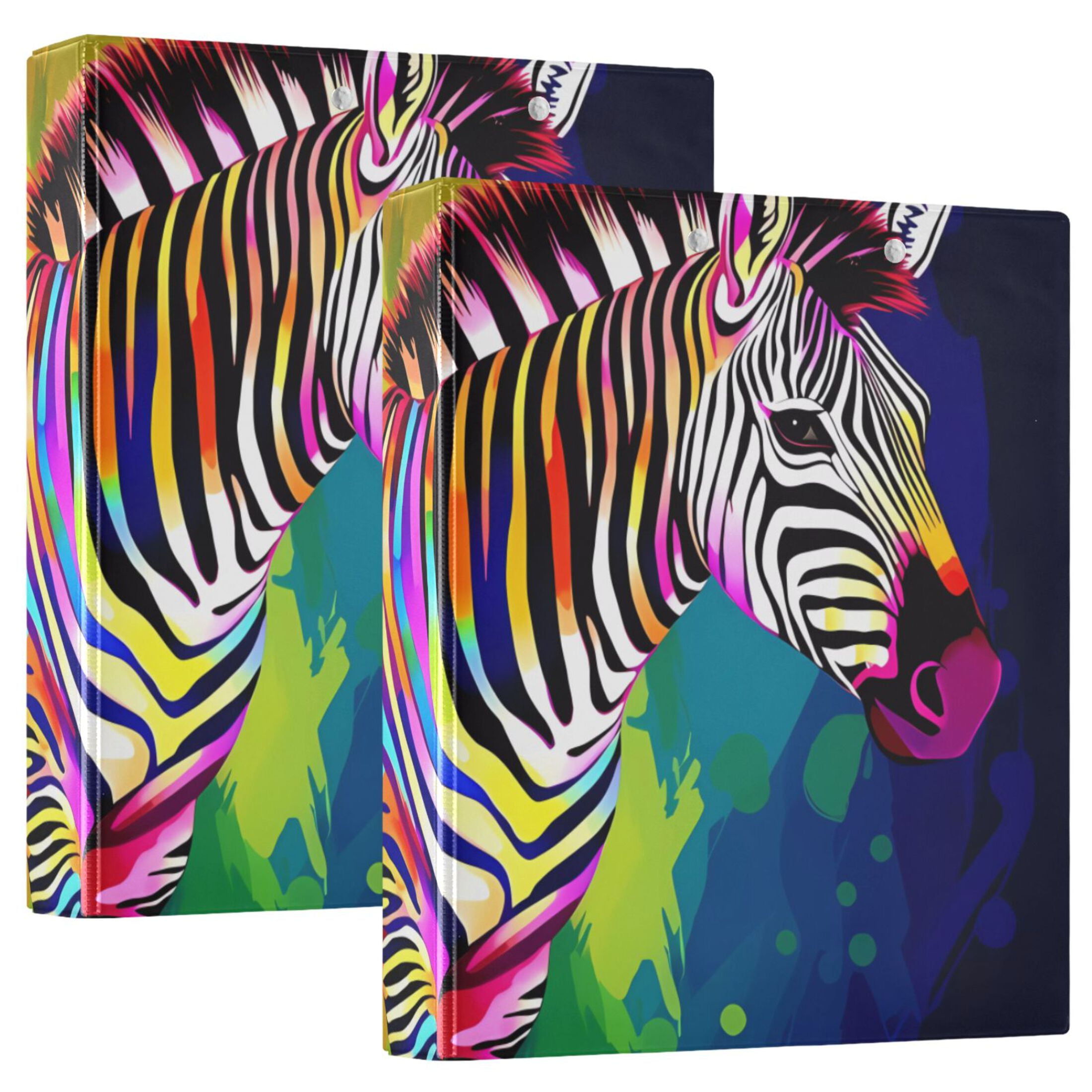 Zebra Horse Colorful 3 Ring Binders 1.5 inch Hardcover File Folders ...