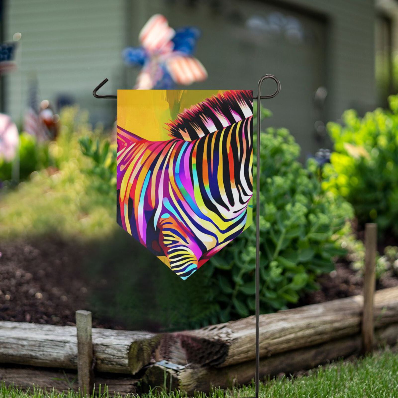 Zebra Horse Colorful Garden Flag 18" x 12.5" Double Sided Yard Lawn ...
