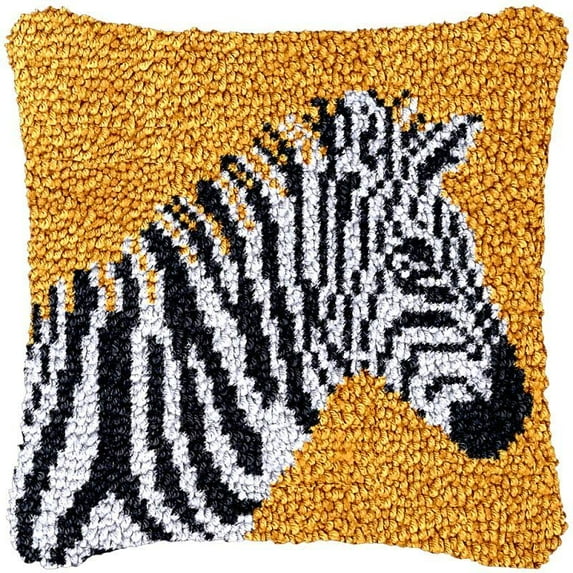 Zebra Horse Latch Hook Pillow Cover Kits for DIY Needlework Cushion ...
