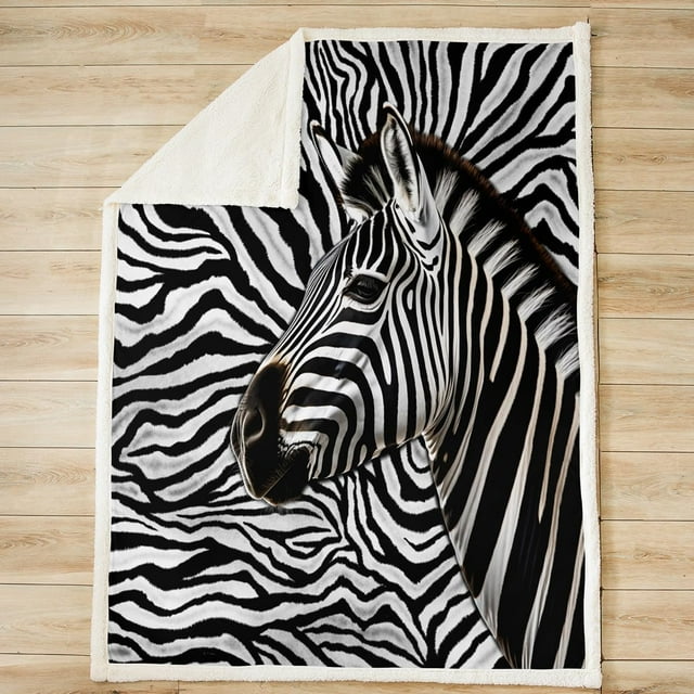 Zebra Kids Throw Blanket,Zebra Skin Texture Rustic Farmhouse Bed ...